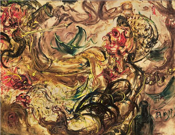 Affandi | SELF PORTRAIT, EATING WATERMELON (1976) | MutualArt