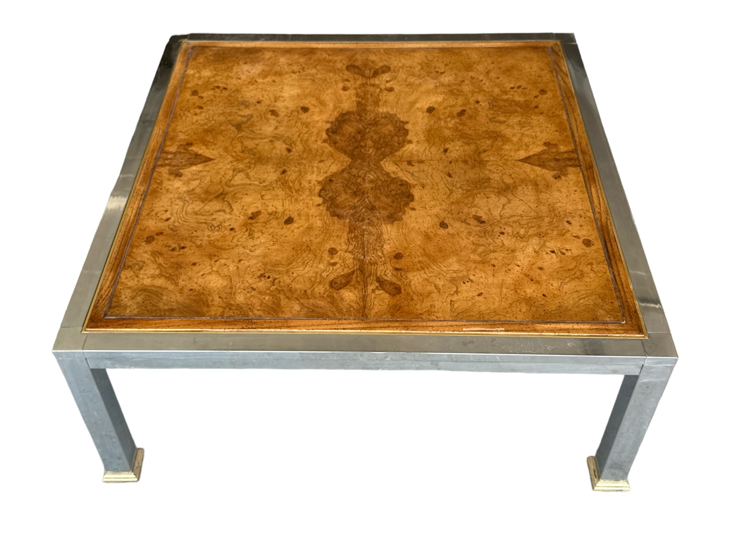 Milo Baughman | IMO MILO BAUGHMAN Chrome & Burled Coffee Table | MutualArt