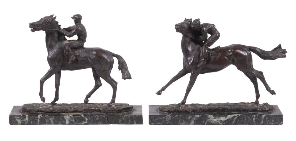 René Paris | Pair of Thoroughbred Race Horses with Jockeys | MutualArt