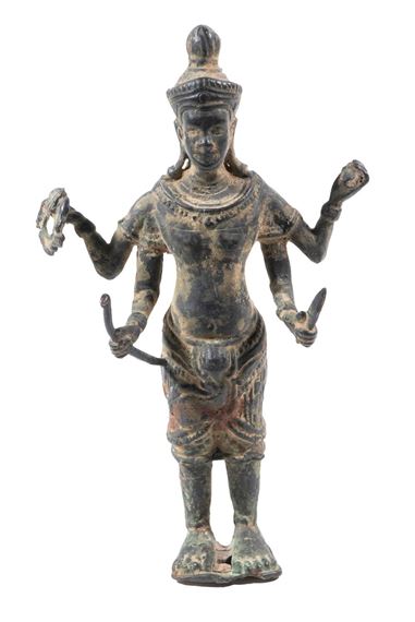 Indian School | Guardian Vishnu with four arms holding weapons | MutualArt