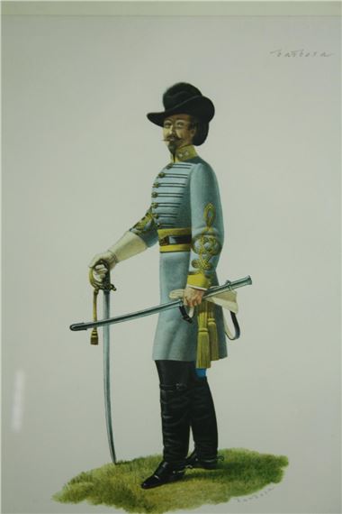 Arthur Barbosa | a set of five coloured prints of military figures ...