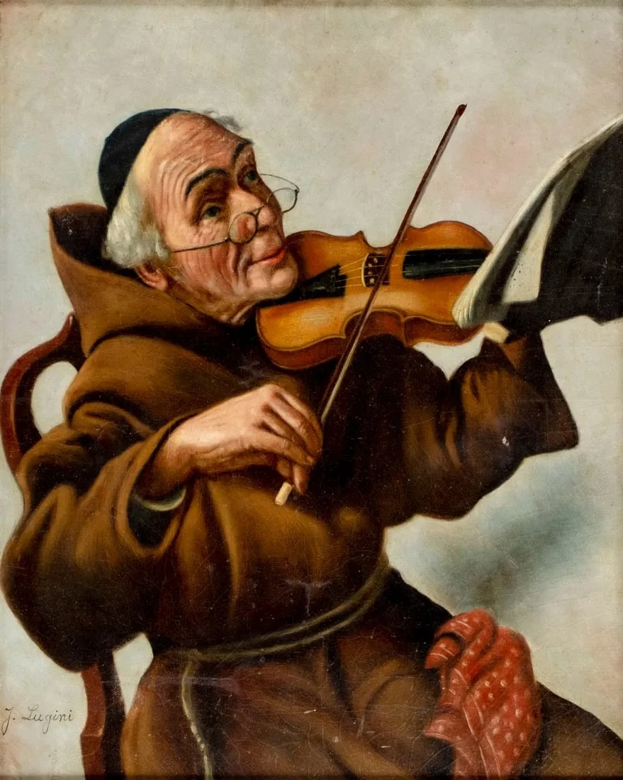 J. Lugini | Monk Playing Violin | MutualArt