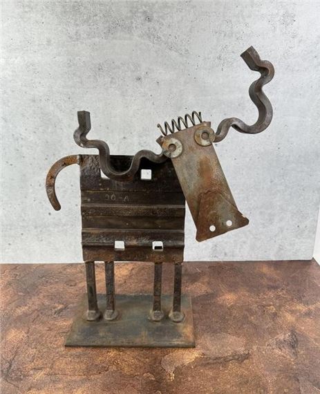 Bill Heise | Bill Heise Welded Iron Steer Sculpture | MutualArt