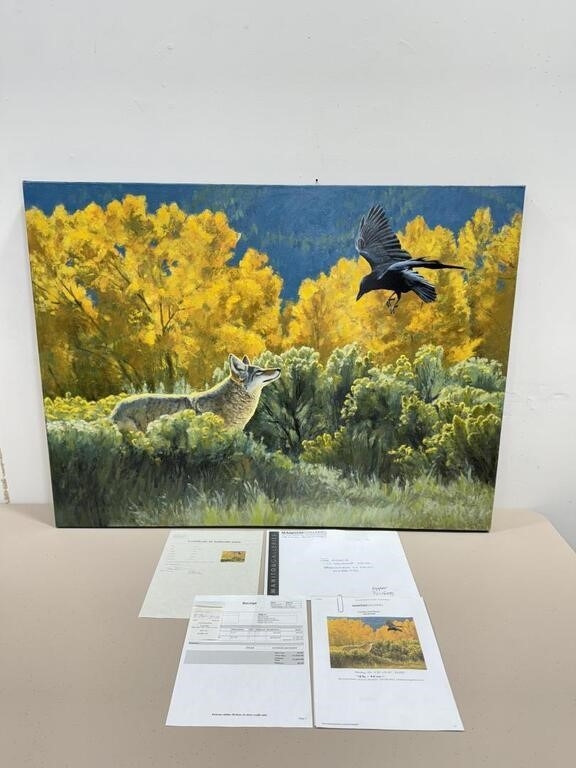 Jim Eppler | Jim Eppler Coyote and Raven Oil Painting | MutualArt