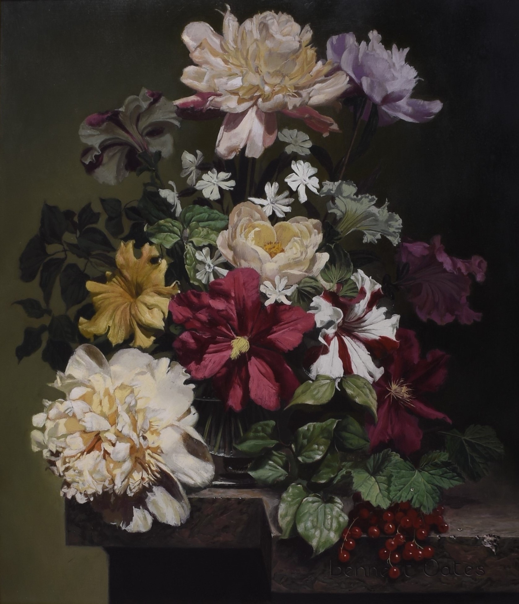 Bennett Oates | 2 works, Still life with Hollyhocks, Still life with ...