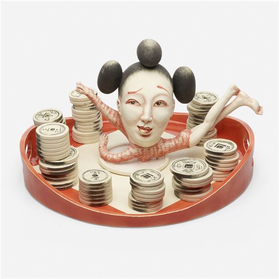 Patti Warashina | Ka-Ching sake set (from the Drunken Power series ...
