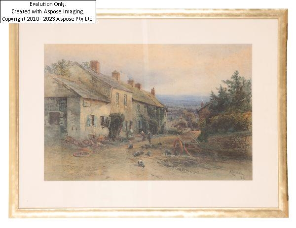 Alfred Leyman | A swineherd moving pigs through a village (92) | MutualArt