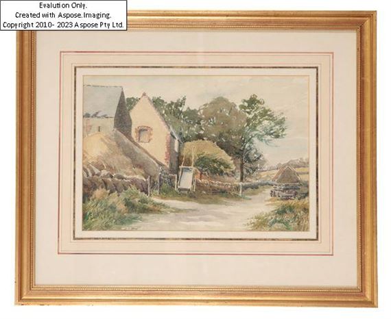 E. Hobson | A view of farm buildings | MutualArt
