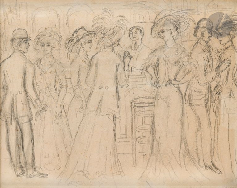 George Bottini | At the bar Black pencil | MutualArt