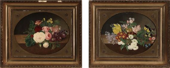 Hellesen Hanne | A pair of still lifes with flower on a sill | Compare ...