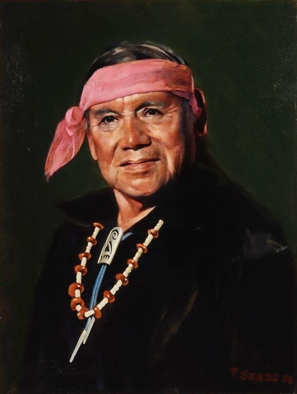Frank Szasz | FRANK SZASZ (1926-1995) NATIVE AMERICAN PORTRAIT O (20th ...