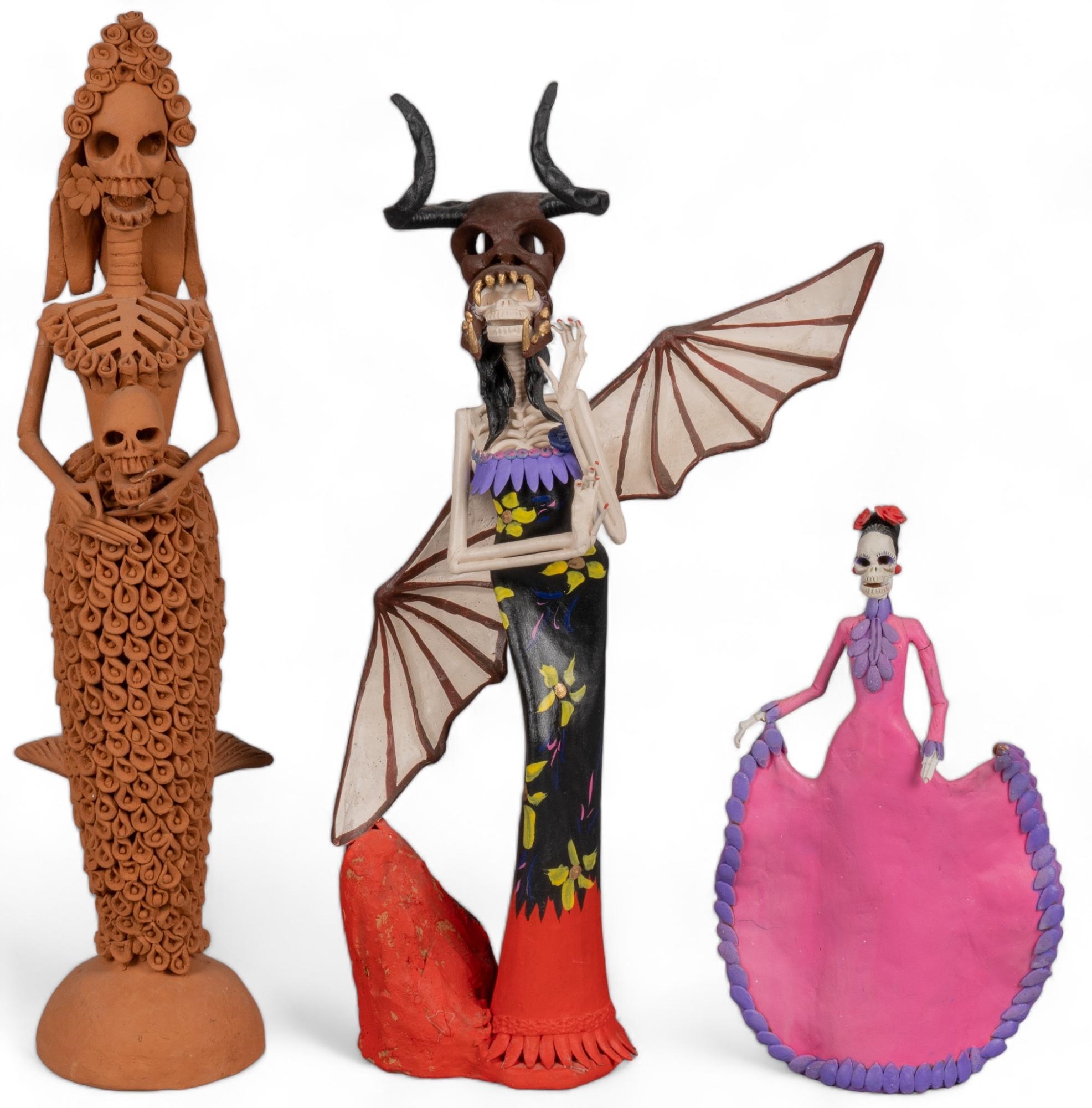 Mexican School | 3) Mexican Folk Art Catrina Figures | MutualArt
