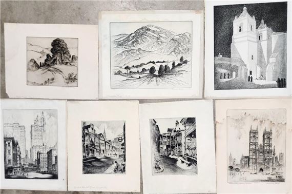 Frederick Polley | Seven Unframed Frederick Polley Etchings | MutualArt