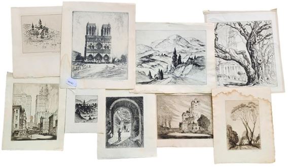 Frederick Polley | Nine Unframed Frederick Polley Etchings | MutualArt