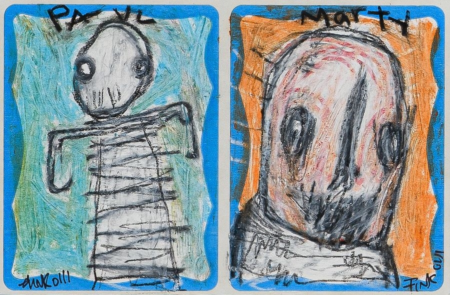 Gus Fink | Paul et Marty / Technique mixte sur deux stickers / Titré en ...