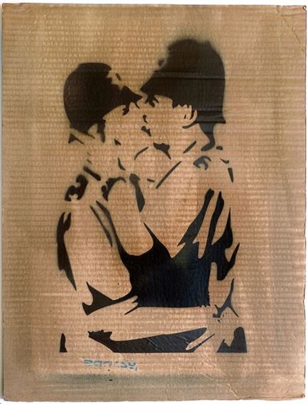 Banksy | Kissing coppers / Pochoir sur carton / Signature au tampon en ...