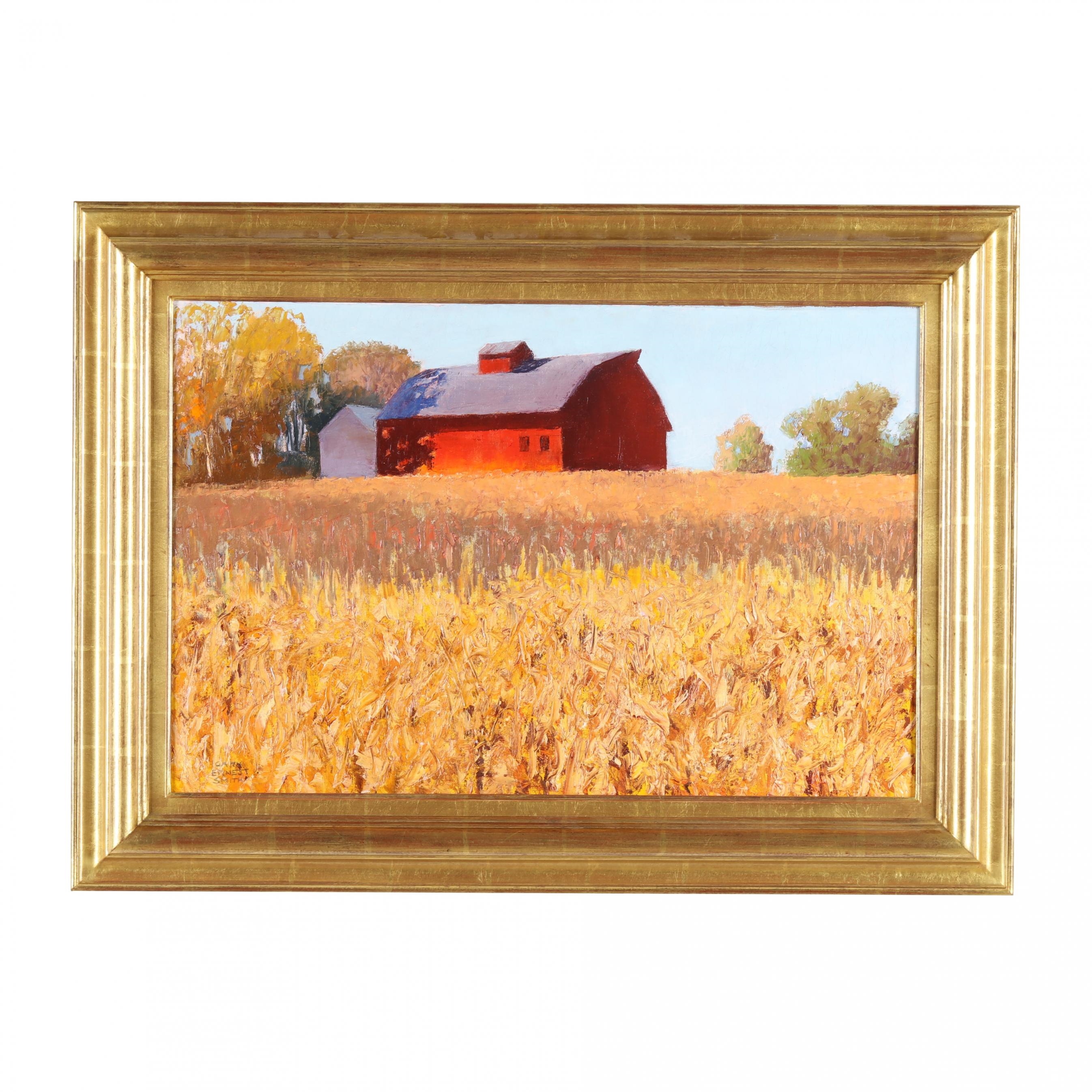 Gary Ernest Smith | Red Barn and Cornfield (Circa 2005) | MutualArt