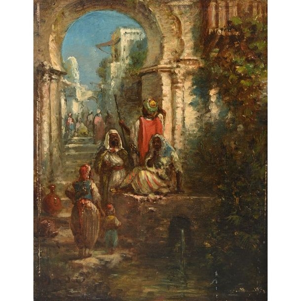 Alphonse Lévy | 2 orientalist scenes animated with characters | MutualArt