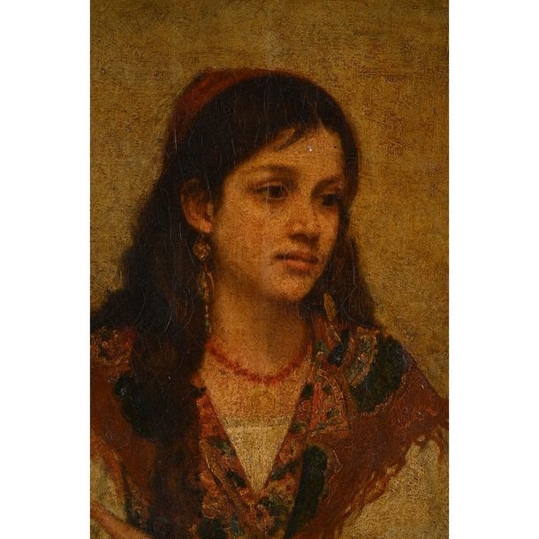 French School, 19th Century | Portrait of a gypsy woman with a ...