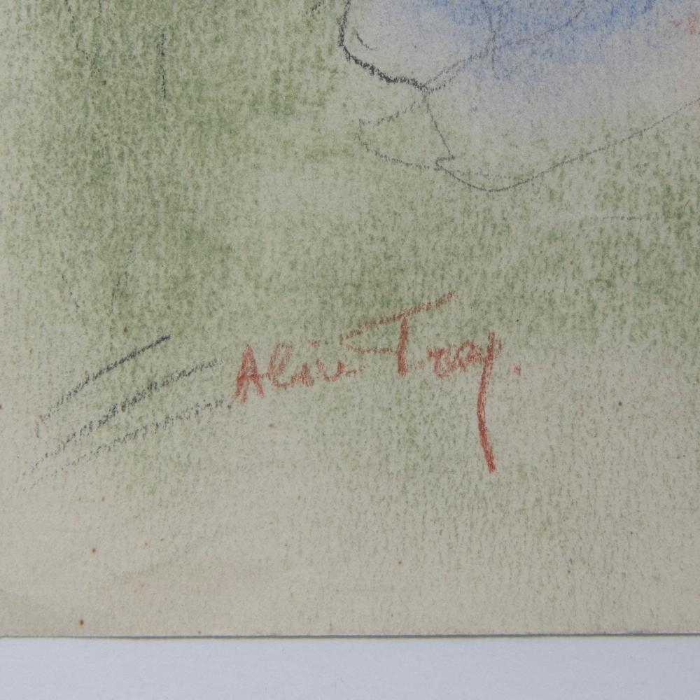 Alice Frey | drawing in crayon and watercolour The 3 girls | MutualArt