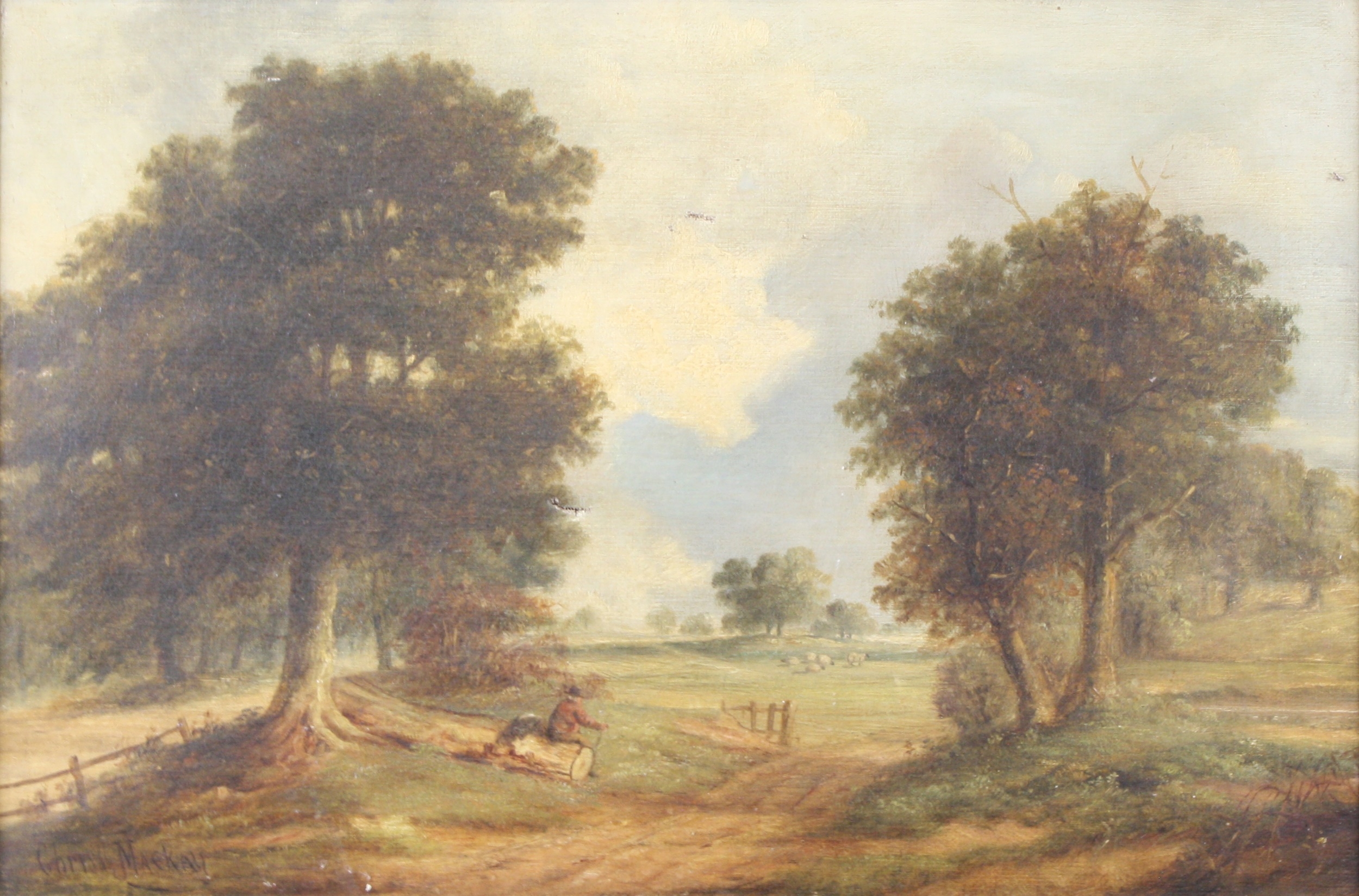 Christopher Mark Maskell | Pastoral scene with sheep and man resting on ...