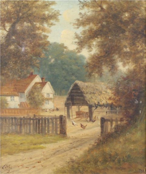 Christopher Mark Maskell | Farmyard scene with chickens | MutualArt