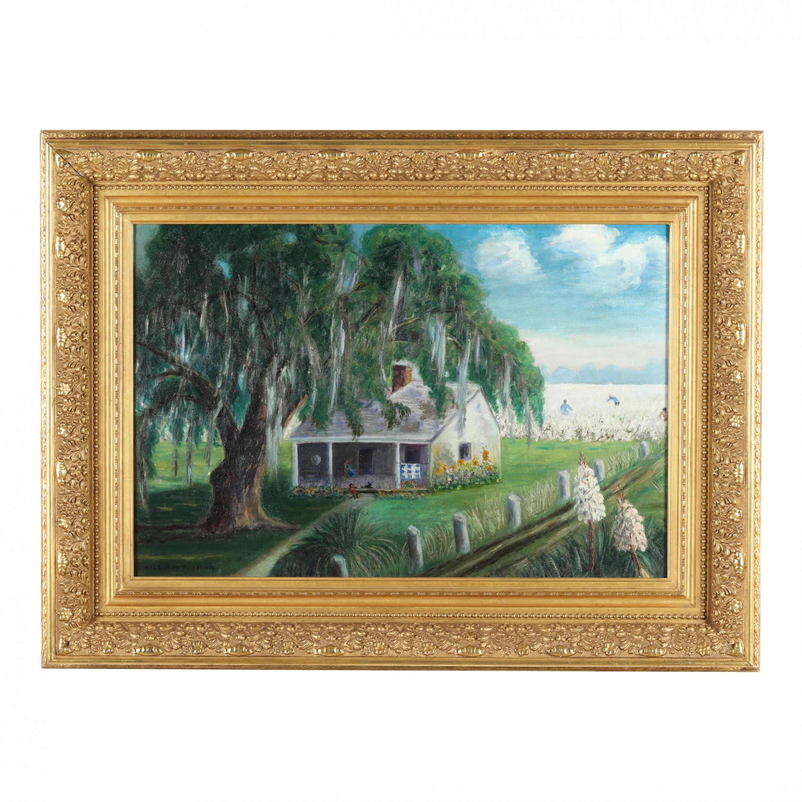 William Posey Silva | Southern Cabin and Cotton Field | MutualArt