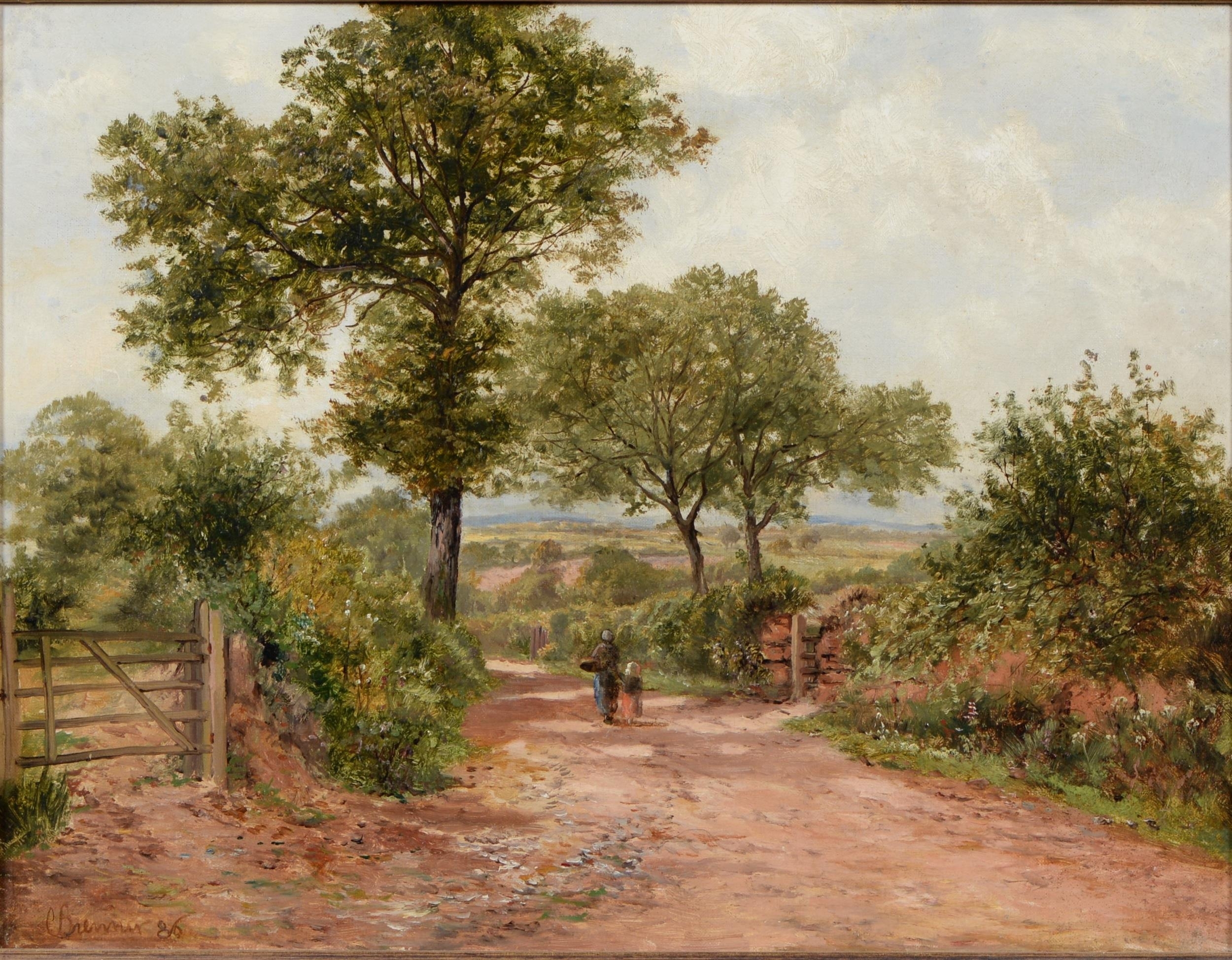 Carl Brennir | Woman and Child on a Country Road, (86) | MutualArt