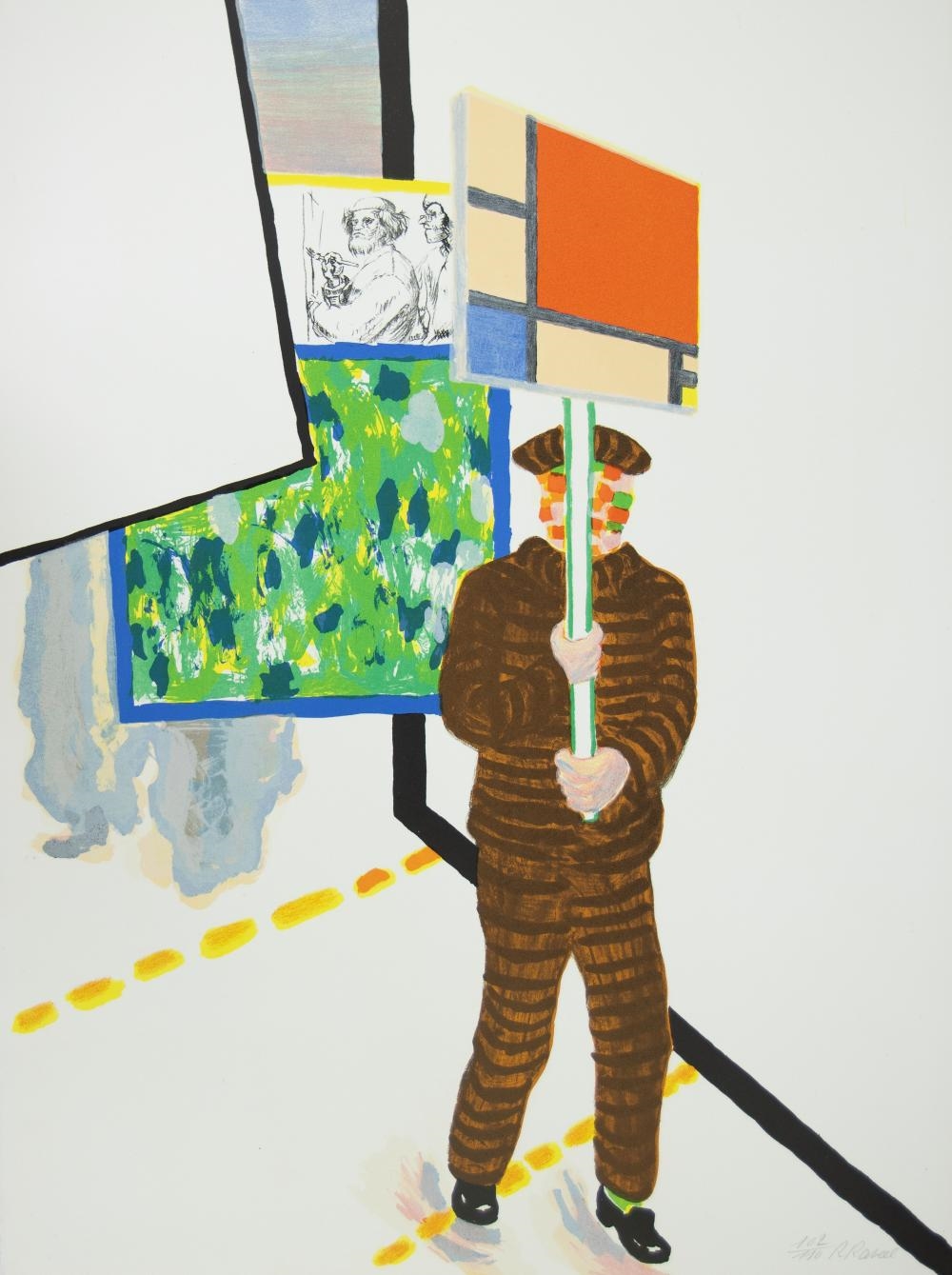 Roger Raveel | colour lithograph De schilderijenoptocht van 1978 ...