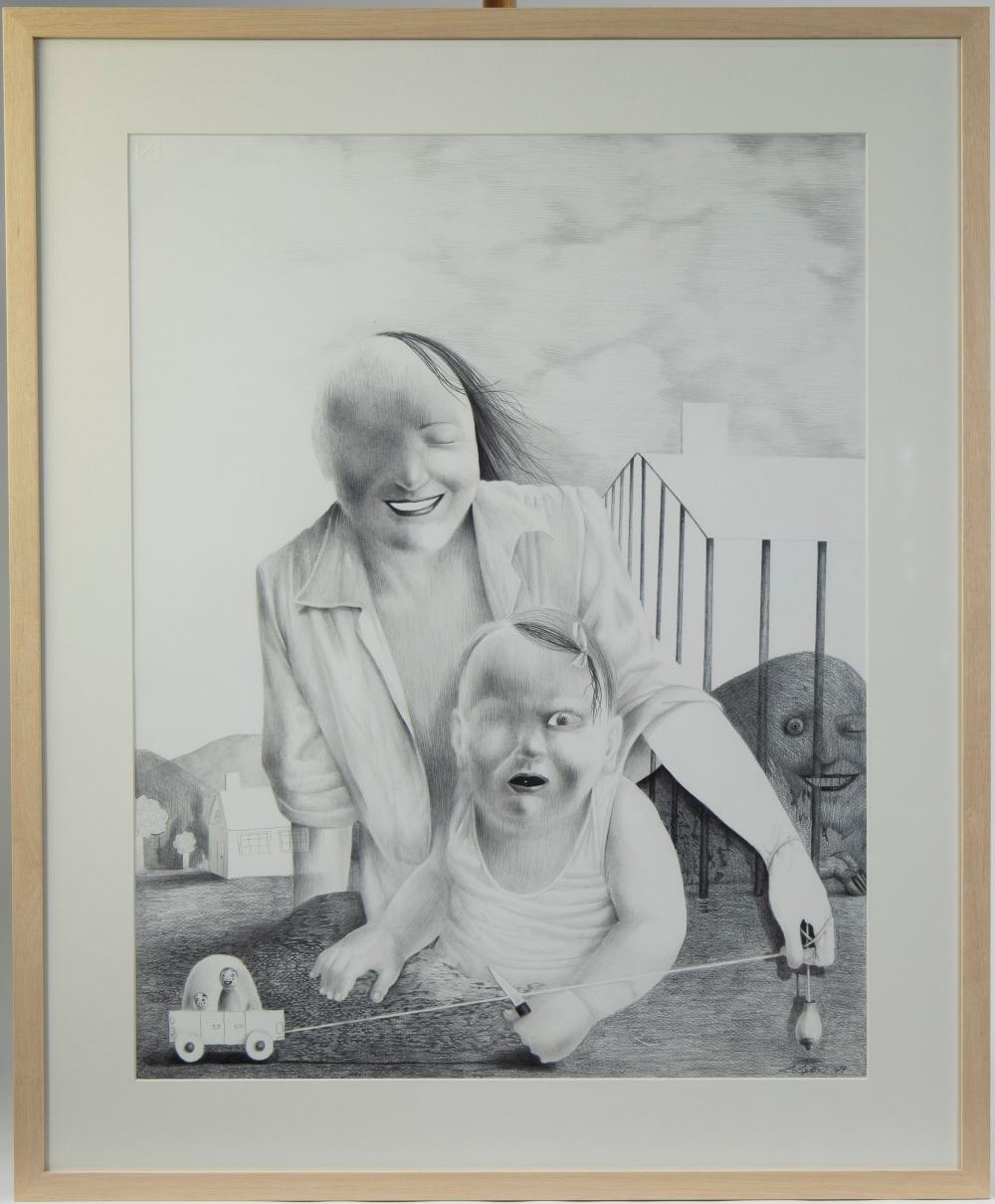Laurie Lipton | pencil drawing on paper The two greying half faces (79 ...