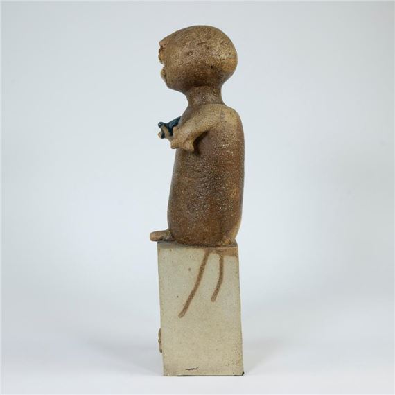 Yves Rhayé | ceramic sculpture of a seated figure | MutualArt