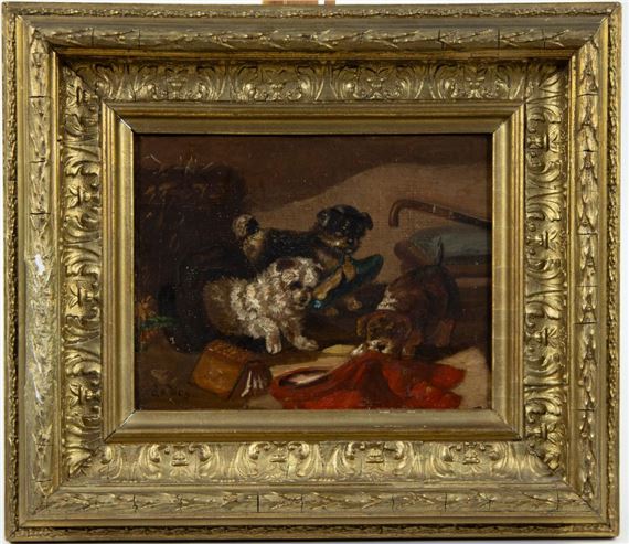 Vincent de Vos | Vincent DE VOS (1829-1875), oil on canvas Playing dogs ...