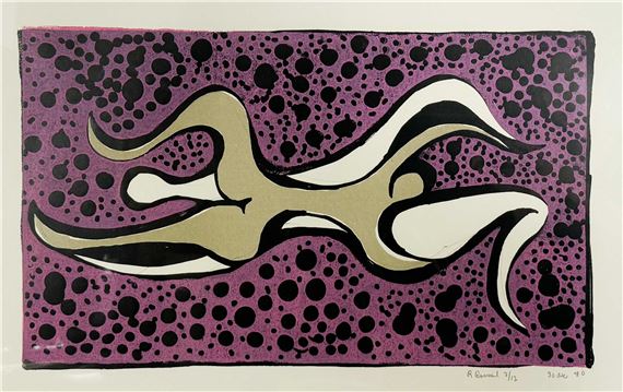 Robert Roussil | Roussil, Robert - Figure sur fond violet à pois noirs ...