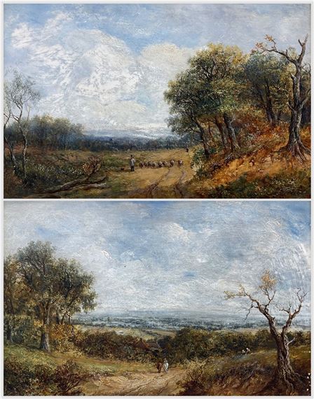 Joseph Thors | Shepherd and Flock and Figures on Horseback on Country ...