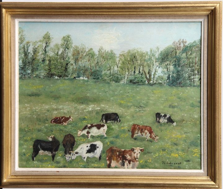 Jean-Claude Subrenat | 20th CENTURY SCHOOL Cows in the Meadow Oil on ...