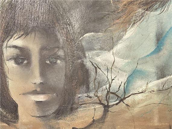 Luc Genot | Female face in front of a mountain | MutualArt