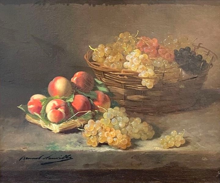 Alfred Brunel de Neuville | Still Life with Peaches and Grapes | MutualArt