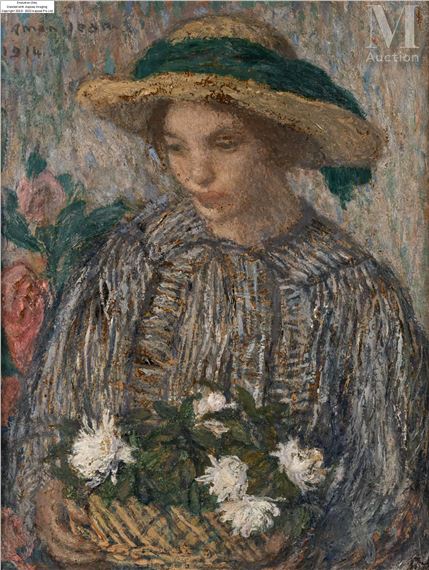 Edmond-Francois Aman-Jean | Portrait de jeune femme au bouquet (1858 ...