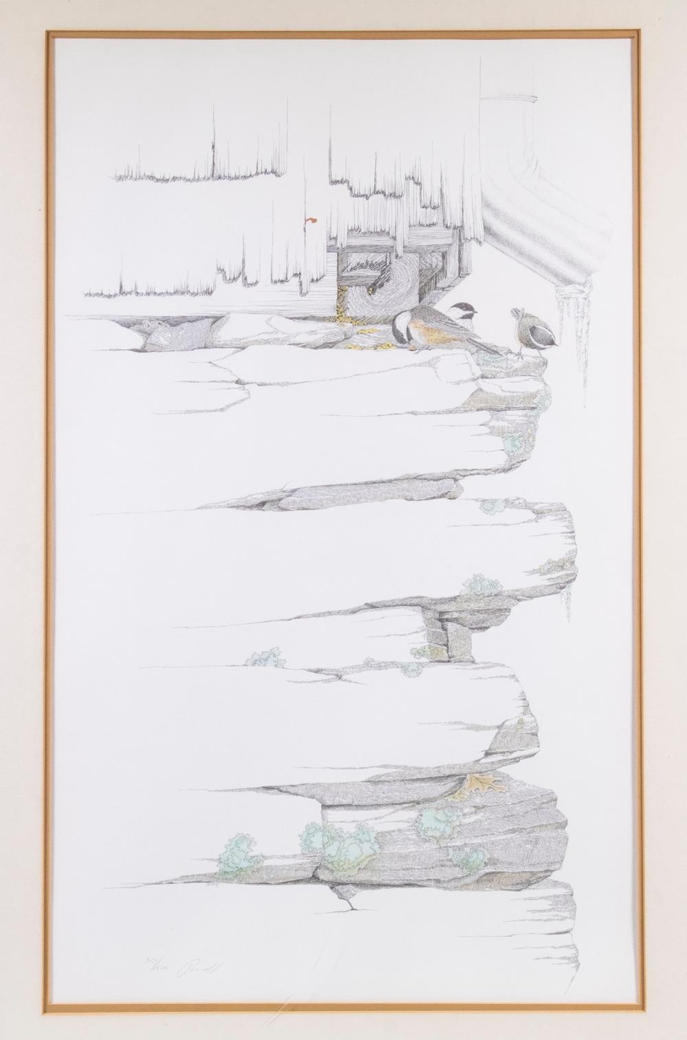 Peter Kommer Parnall | Chikadees on Cabin Foundation | MutualArt