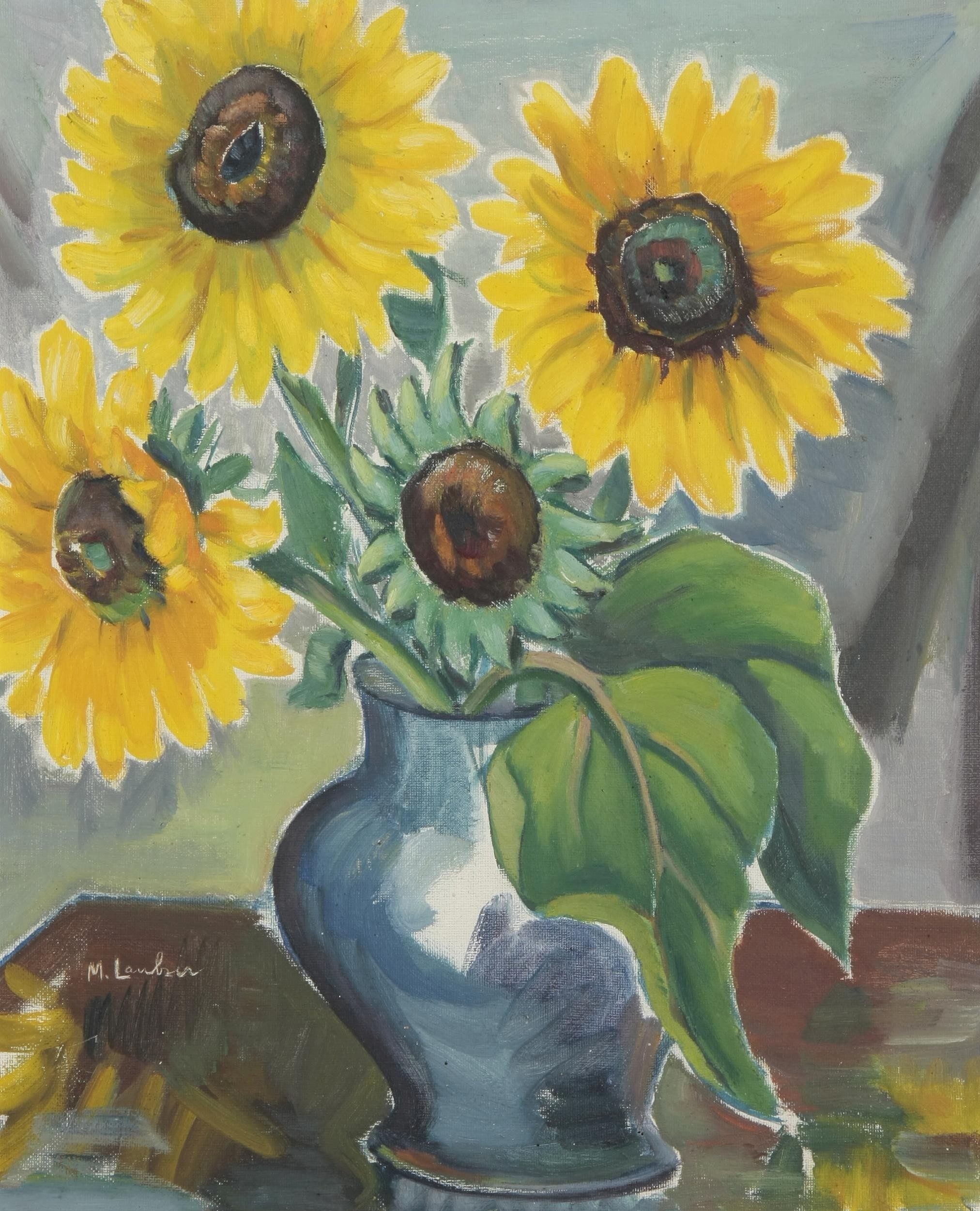 Maggie Laubser | STILL LIFE WITH VASE AND SUNFLOWERS (1940) | MutualArt