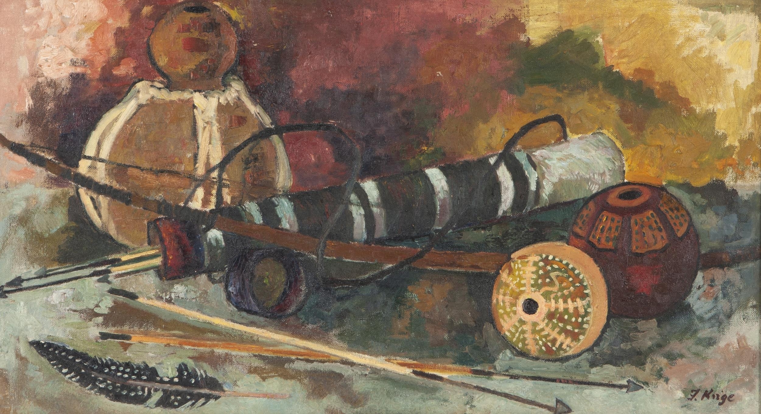 Francois Krige | STILL LIFE WITH BOW AND GOURDS | MutualArt