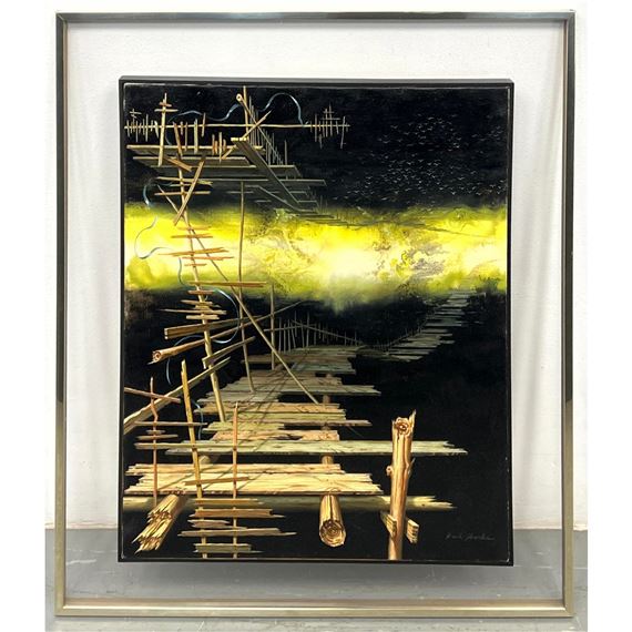 Gorka Paul | PAUL GORKA Signed Surrealist Modernist Painting. Suspended ...