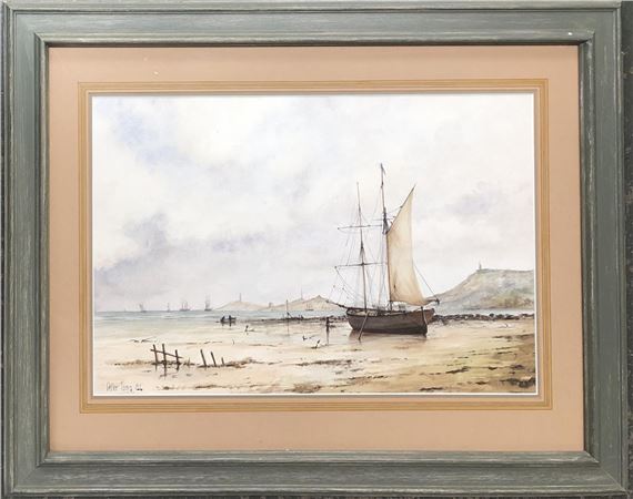 Peter Toms | study of a beach moored sailing boat | MutualArt