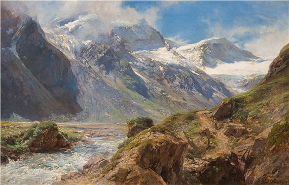 Edward Theodore Compton | A high mountains landscape (1916) | MutualArt