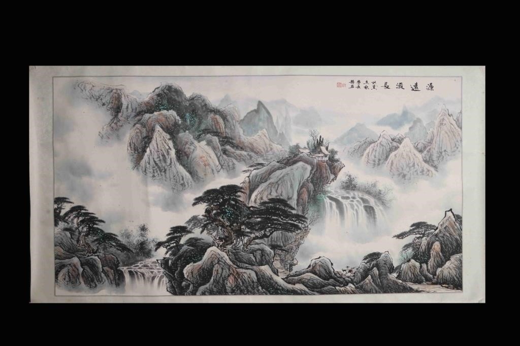 Chinese School | Chinese Ink Color Hand Paint Landscape Painting ...