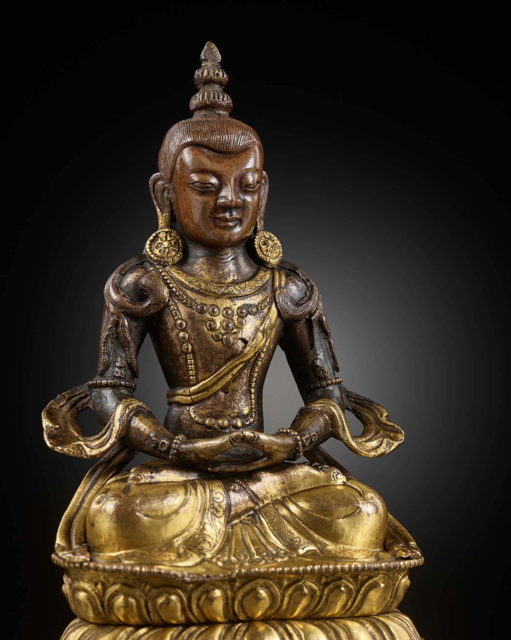 Mongolian School, 18th Century | GILT COPPER REPOUSSE FIGURE OF ...