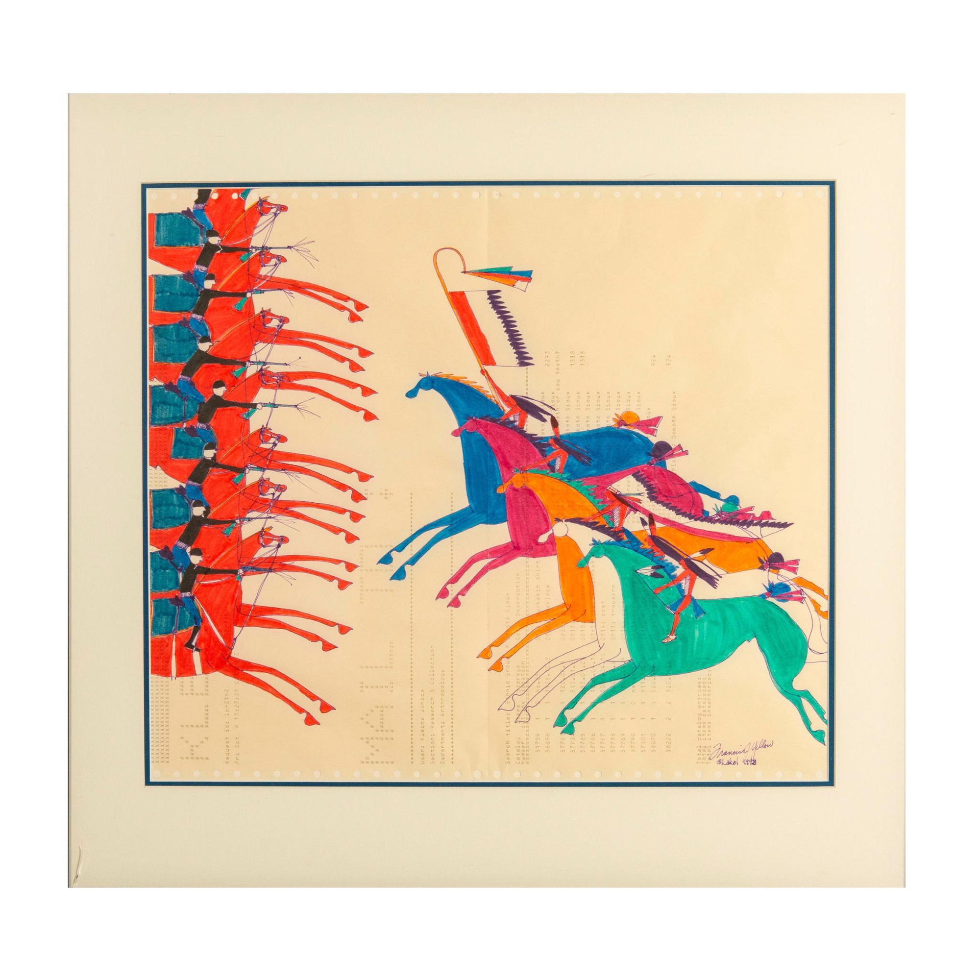 Francis J. Yellow | Francis J. Yellow, Original Indian Ledger Drawing ...