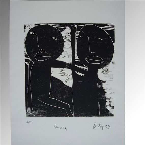 Michael Duffy | Michael Duffy, Original Woodblock on Paper, Friends ...