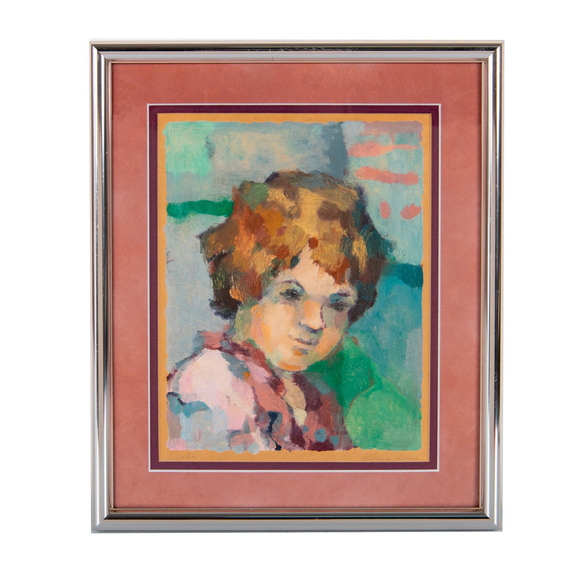Edna Gass | Edna Gass, Original Pastel on Brown Paper, Bebe, Signed ...