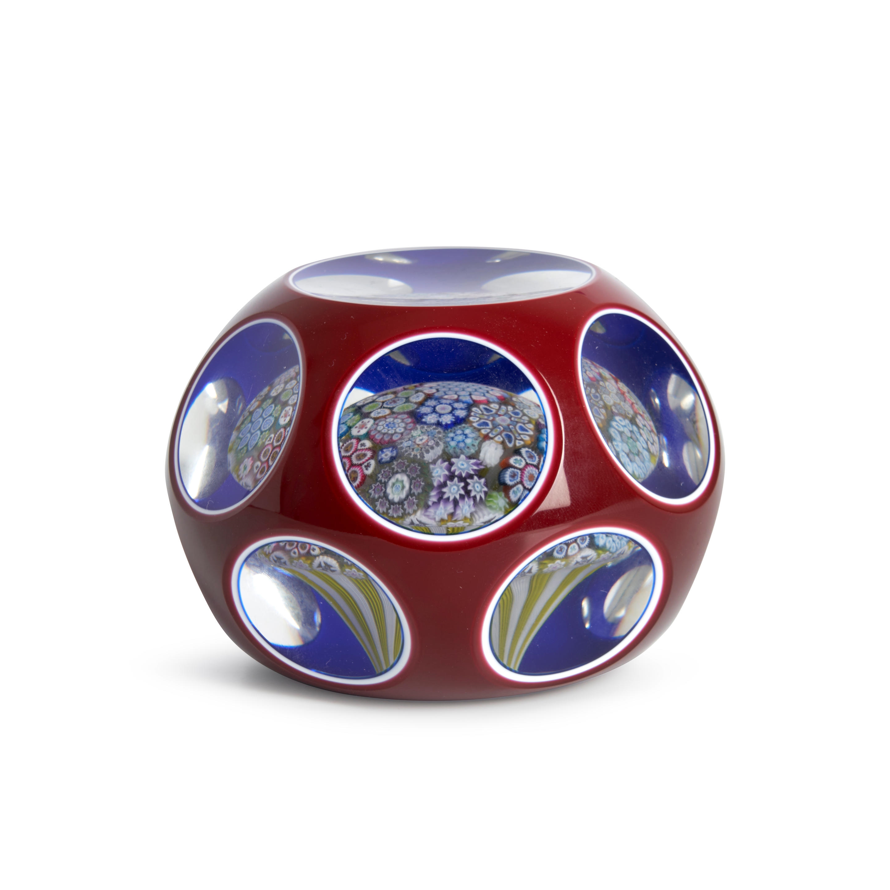 Peter Mcdougall | TRIPLE OVERLAY PAPERWEIGHT WITH MILLEFIORI BOUQUET ...